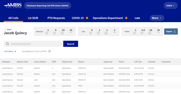 Employee Call Off Hotline Guide | Ambs Call Center